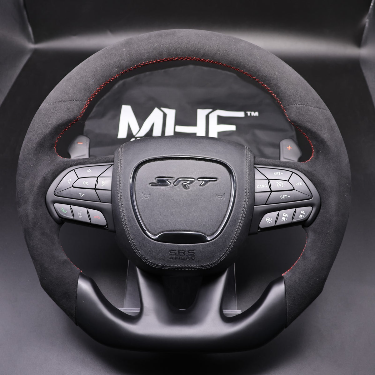 2014-2021 Black Alcantara Matte RED Accent SRT Steering Wheel ...
