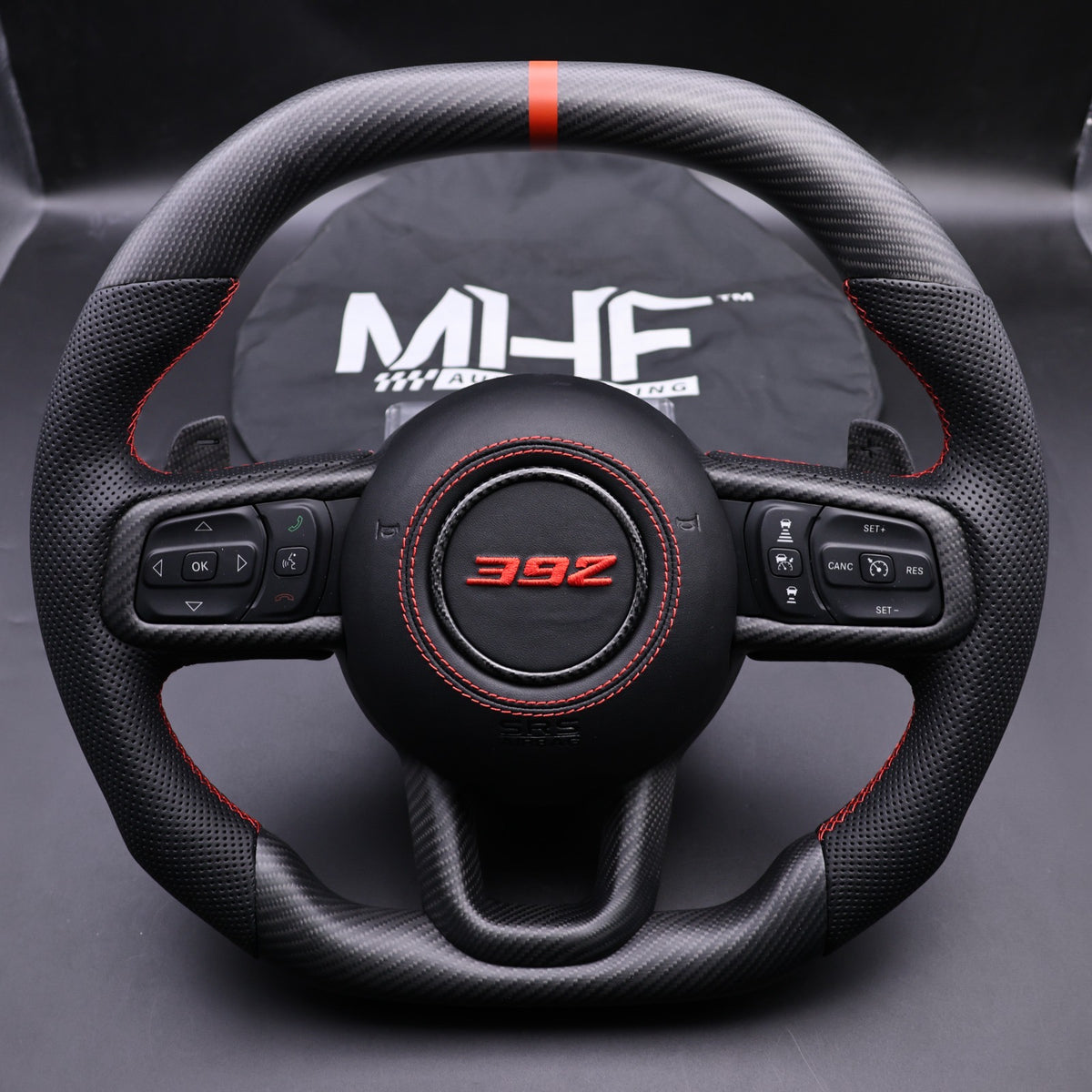 2018-2024 JT / JL “392 Red Aceent ” Matte Carbon Jeep Wrangler Steerin ...