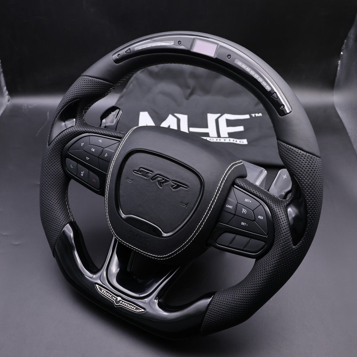 2014-2021 Jeep TrackHawk Black White Accent Stitching Steering Wheel ...
