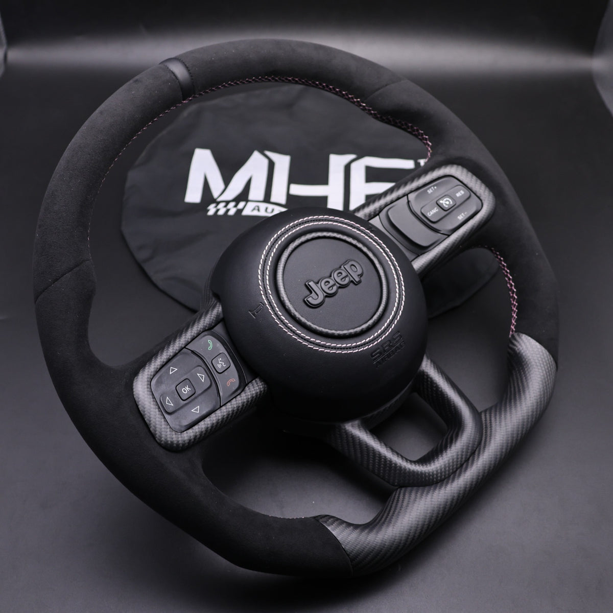 2018-2024 JT / JL “Pink Accent Alcantara Jeep Wrangler Steering Wheel ...