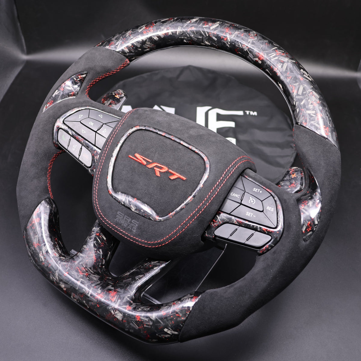 2014-2021 Forged Carbon Red Flake Alcantara SRT Steering Wheel ...