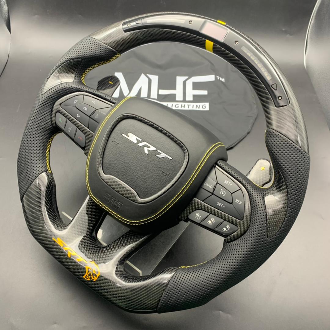 2015 -2021 Carbon “Hellcat Yellow” Steering Wheel – MHFAutoLighting