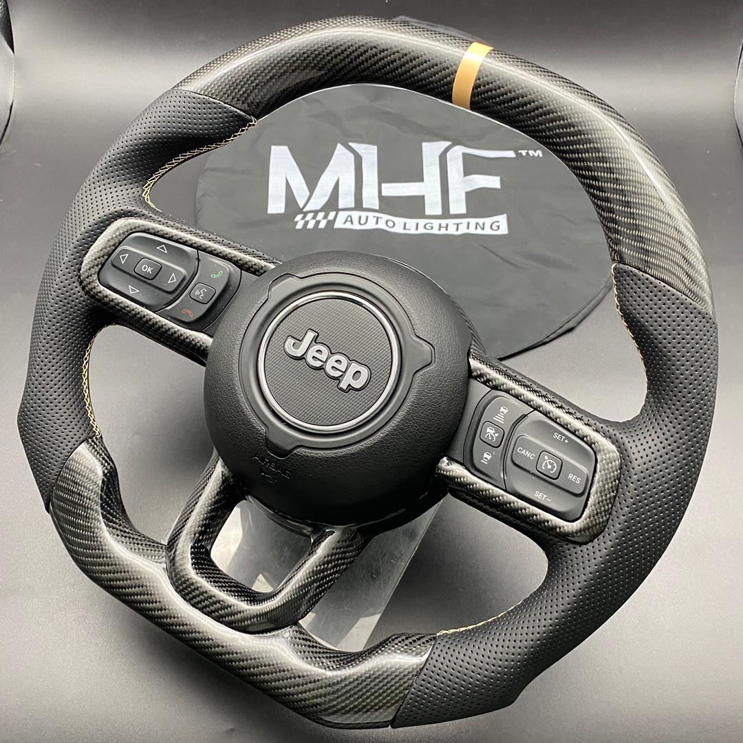 2018-2021 JT / JL “Black Carbon Tan Accent” Jeep Wrangler Steering Whe ...