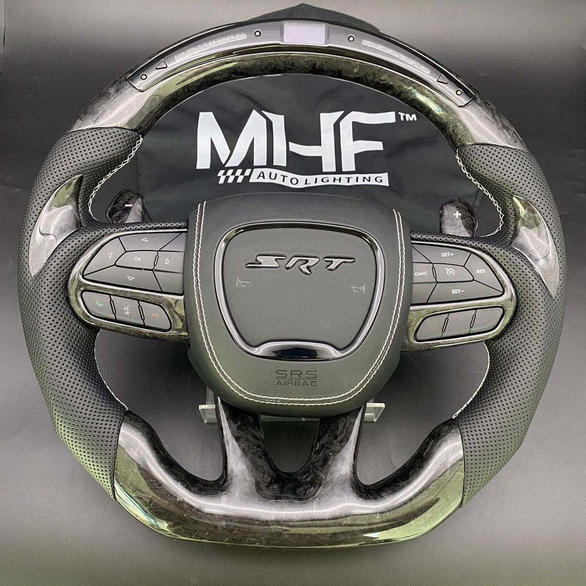 2015 -2021 Forged Carbon White Accent Steering Wheel – MHFAutoLighting