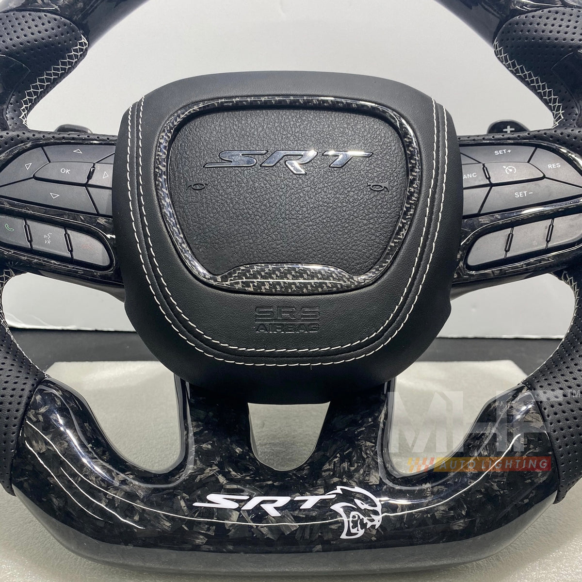 2015 -2021 Forged Carbon “Hellcat White” Accent Steering Wheel ...